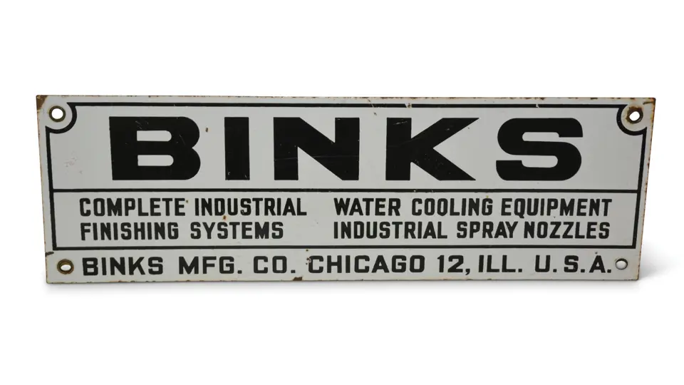 Binks 'Paint Guns' Porcelain Sign | Auburn Fall 2019 | RM Sotheby's