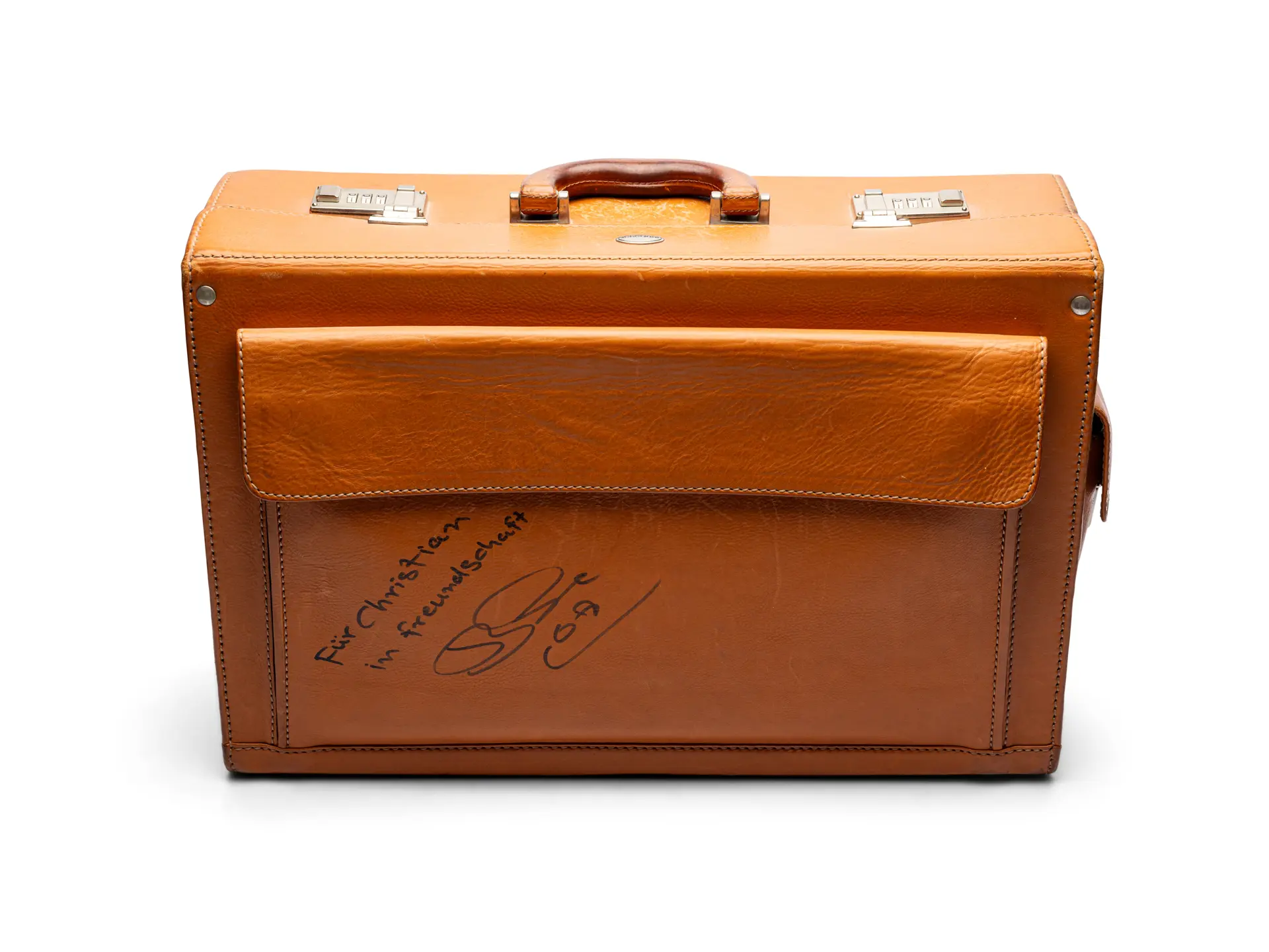 Schedoni Signed Tan Leather Case with Combination Lock | The Schumacher ...
