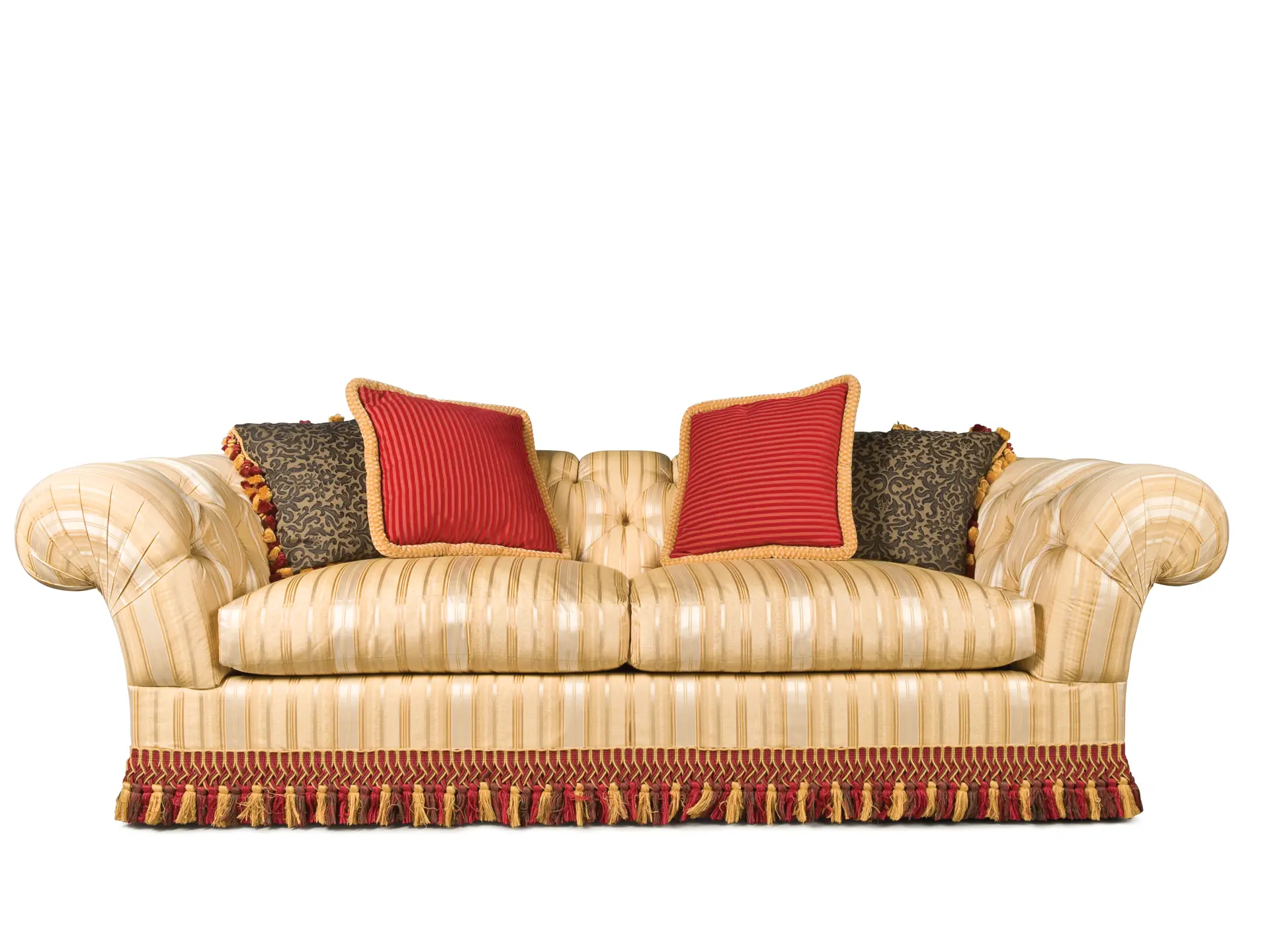 Pair of Elegant Button-Tufted Upholstered Settees | The Milhous ...