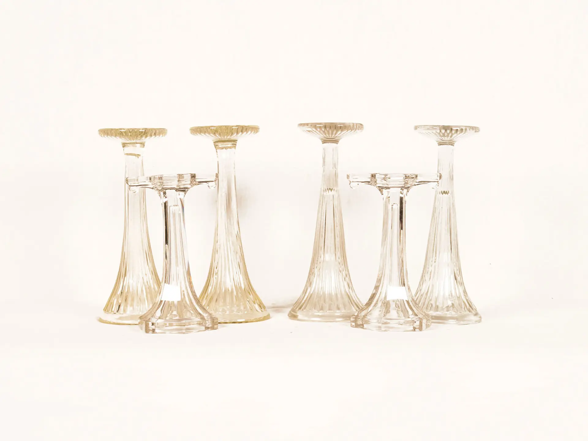 Group of Six Glass Showcase Shelf Supports | Auburn Memorabilia Auction ...