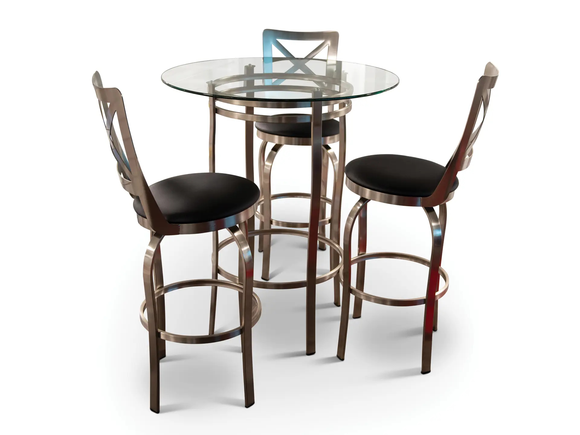 Three High-Top Glass Tables with Chairs | The Elkhart Collection | RM ...