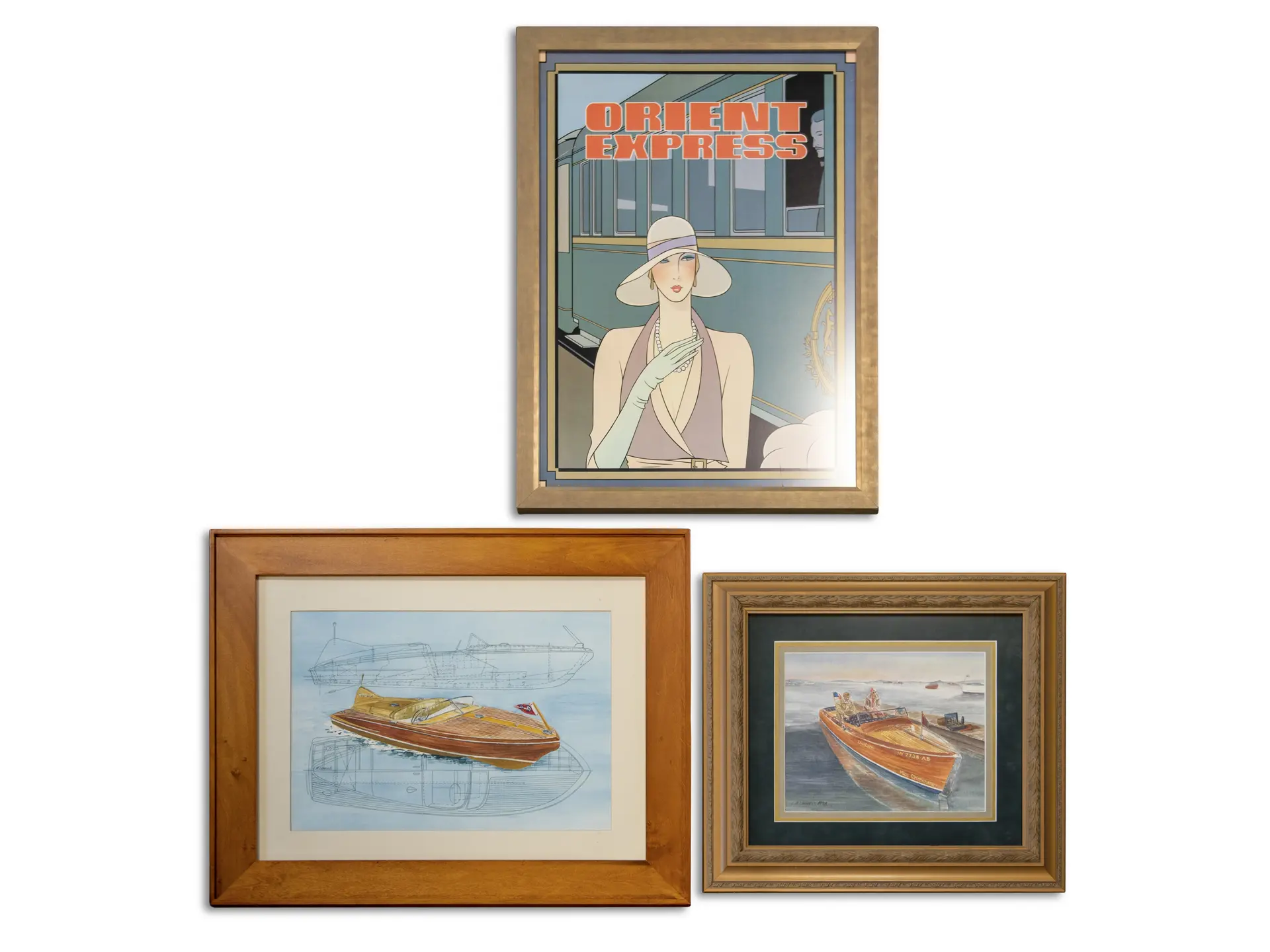 Pair of Boat Prints with Orient Express Advertisement | Gene Ponder ...