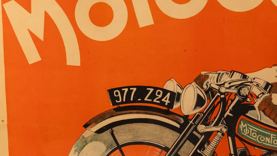 Geo Ham (Georges Hamel) 1934 Motoconfort Motorcycle Lithographic Framed ...