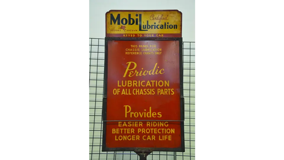 A rare, double-sided, ‘Mobile lubrication’ sign 91" x 27." | Auburn ...