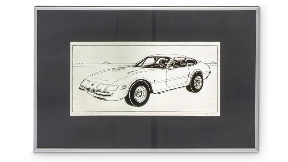 'Ferrari Daytona' Pewter Graphic Etching by Andreas Hentrich, Signed ...