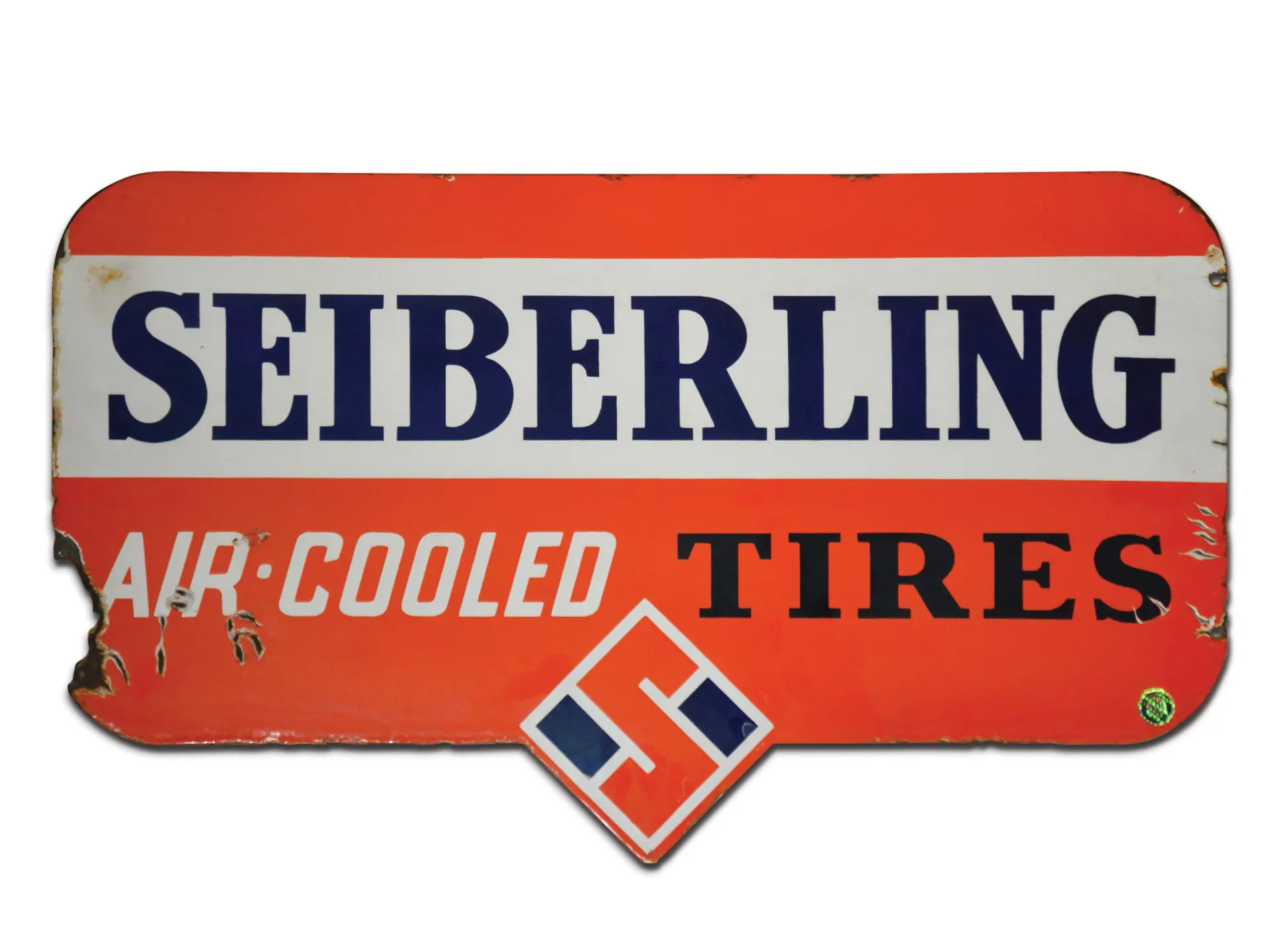 Seiberling Air-Cooled Tires Double-Sided Porcelain Sign | Fort ...