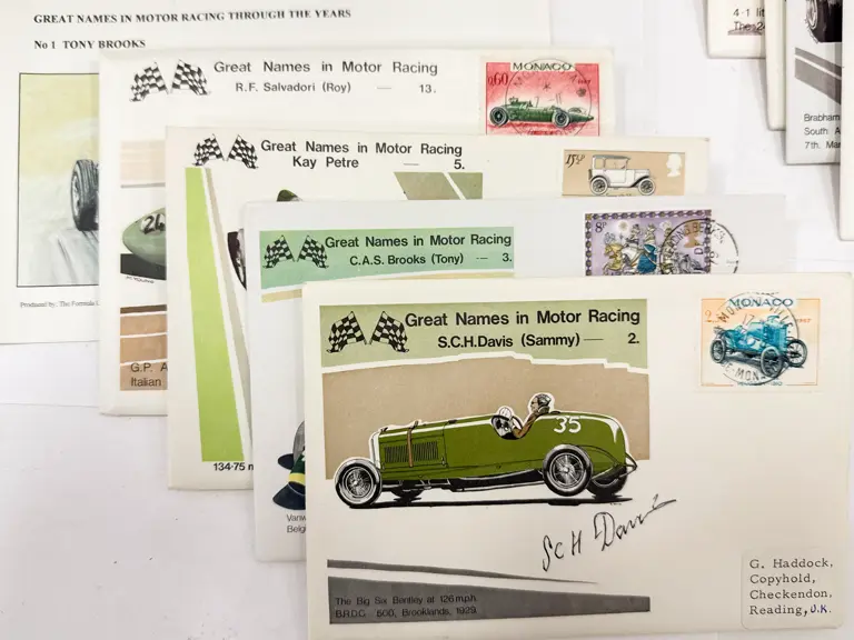 Fourteen ‘Great Names in Motor Racing’ Signed Envelopes with Model F1 ...