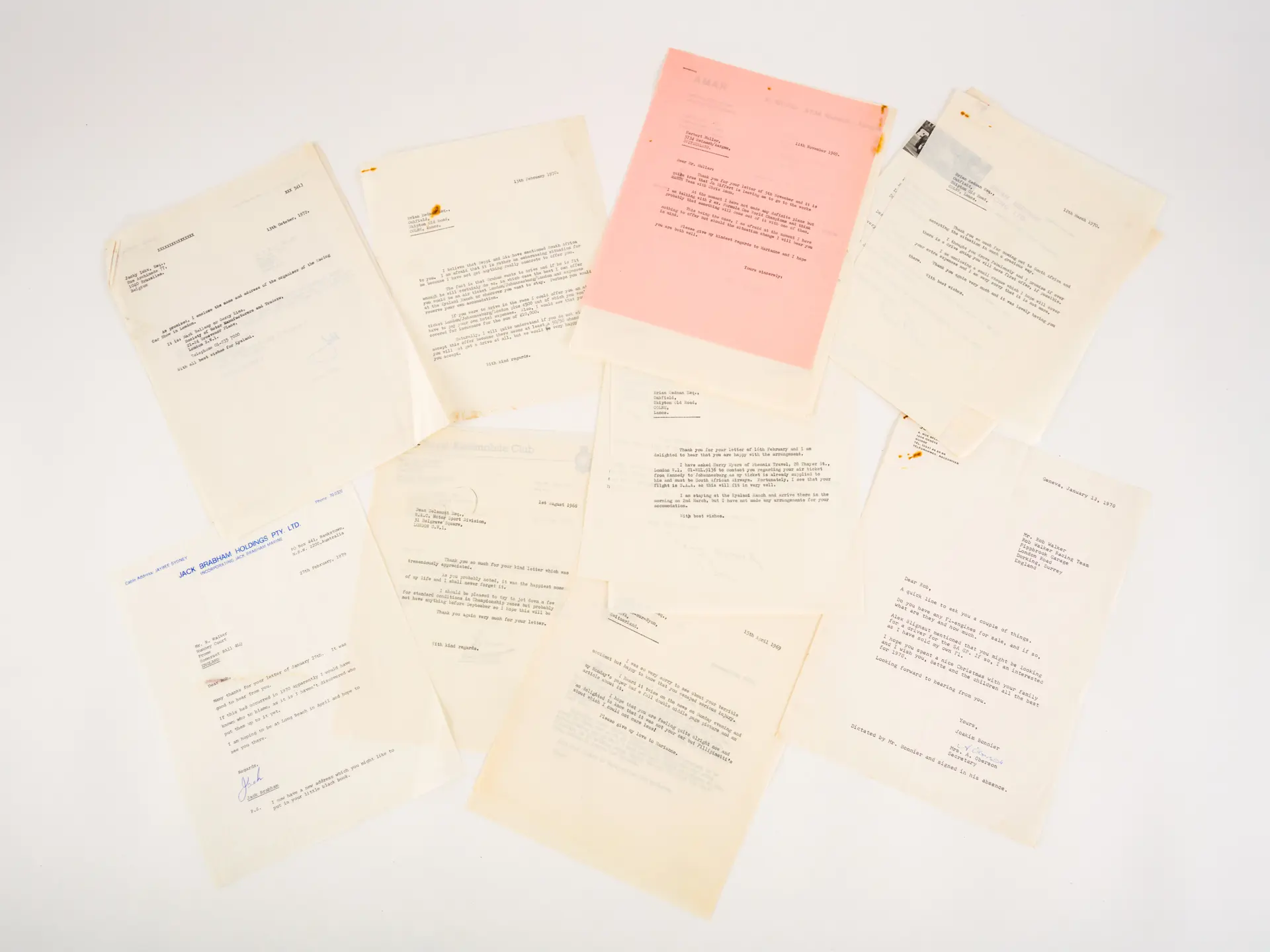 1960s Letters From Various Formula 1 Drivers | The February Memorabilia ...