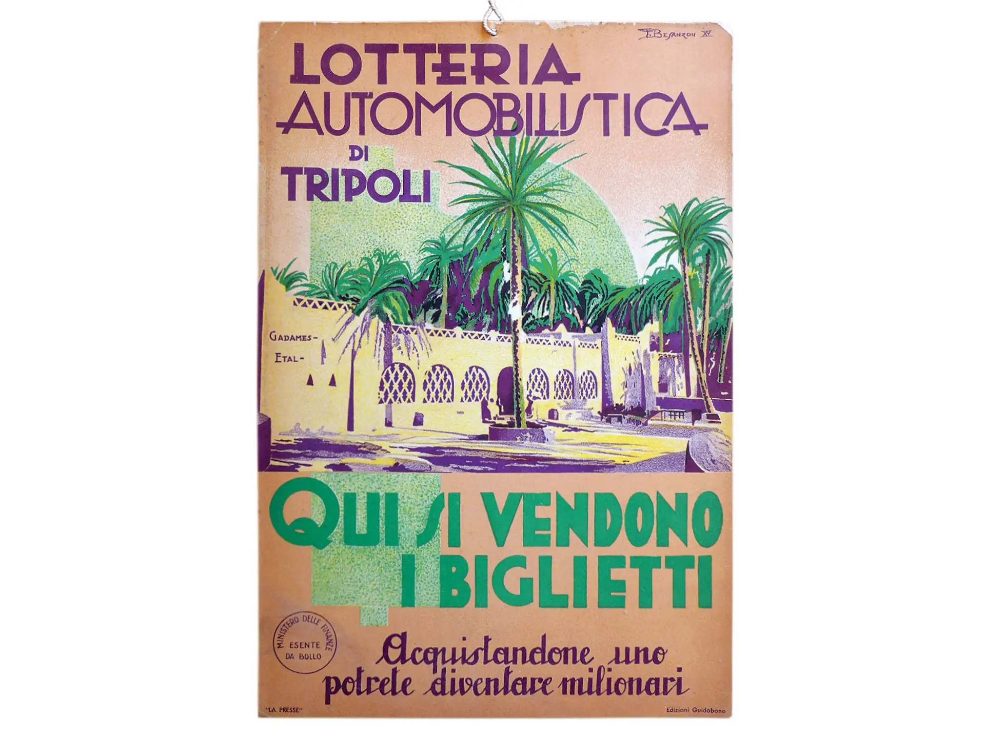 Lotteria Automobilistica di Tripoli, 1937 | Original Racing Posters ...