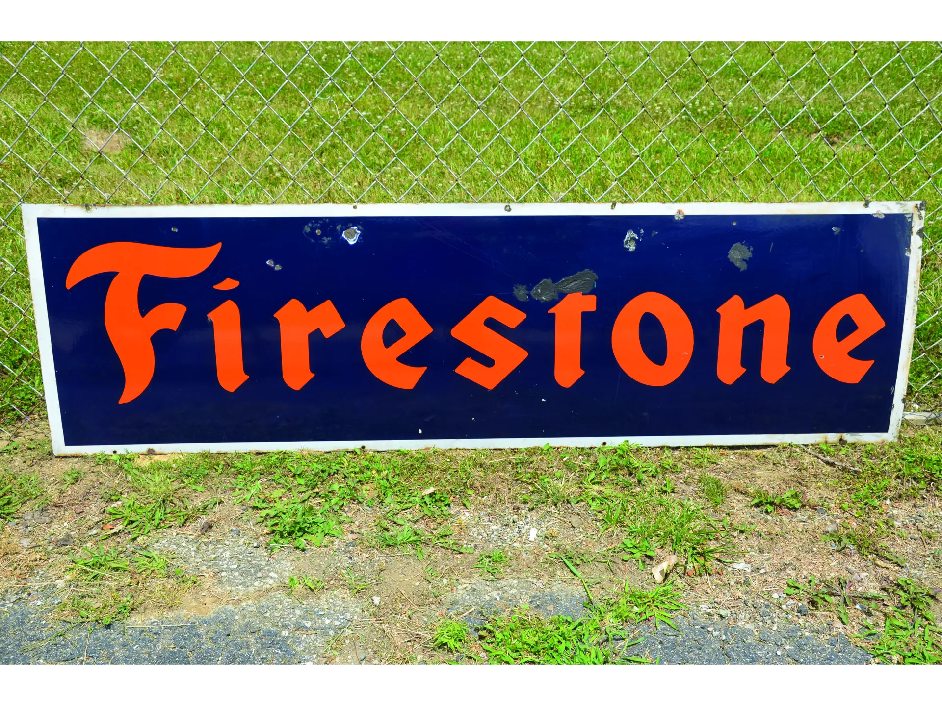 A single-sided, porcelain ‘Firestone tires’ sign, 72" x 21." | Auburn ...