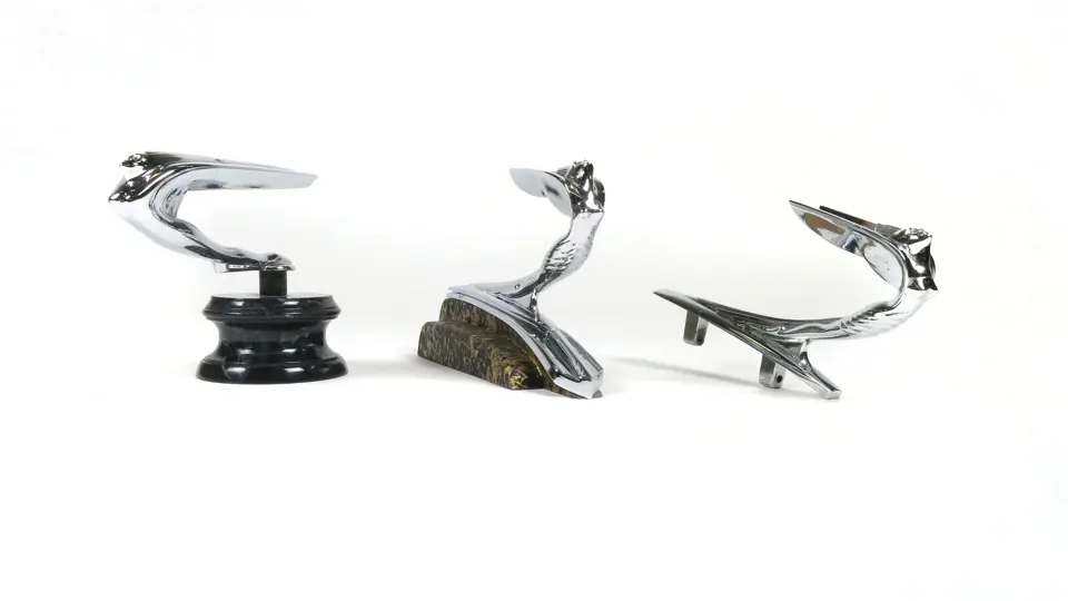 Two DeSoto Grille Shell Winged Goddess Hood Mascots and Winged Goddess ...