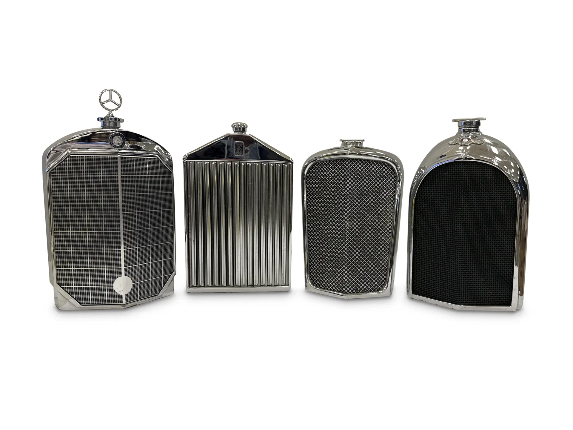 Three Mercedes-Benz, Rolls-Royce, and Bentley Decanters by Ruddspeed ...