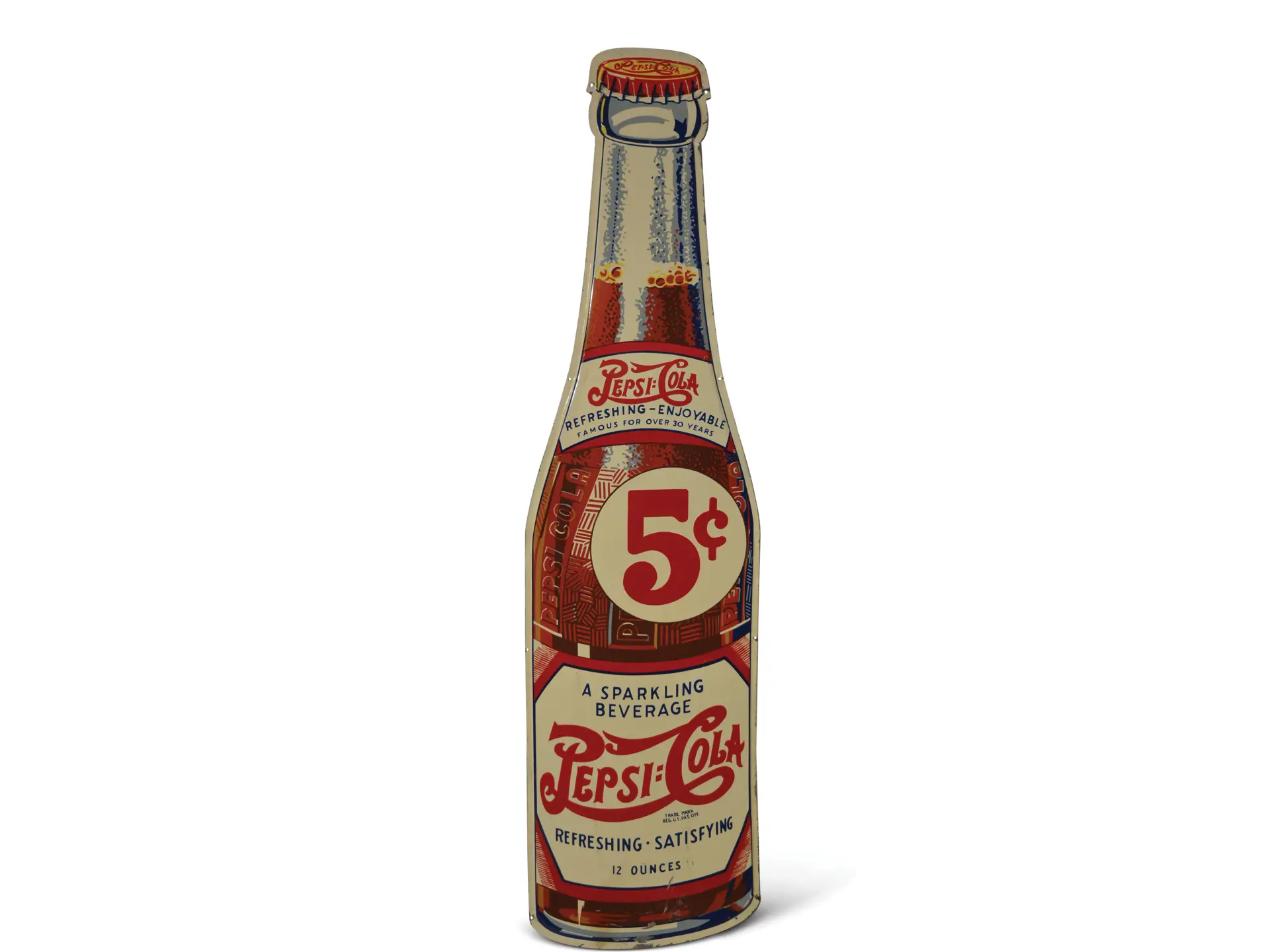 Pepsi:Cola "Refreshing-Satisfying" Bottle Shaped Sign | Auburn Fall ...