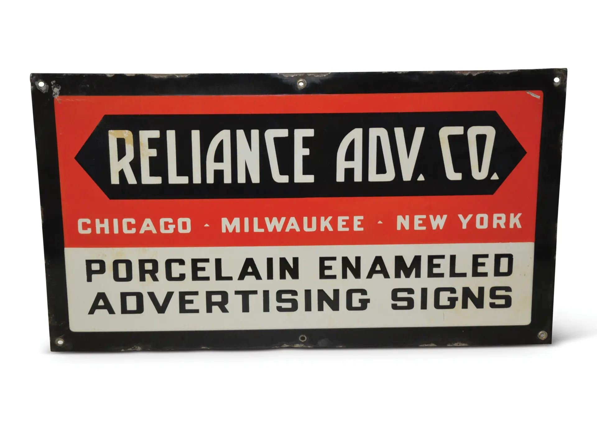 "Reliance Adv. Co. Porcelain Enameled Advertising Signs" | Auburn Fall ...