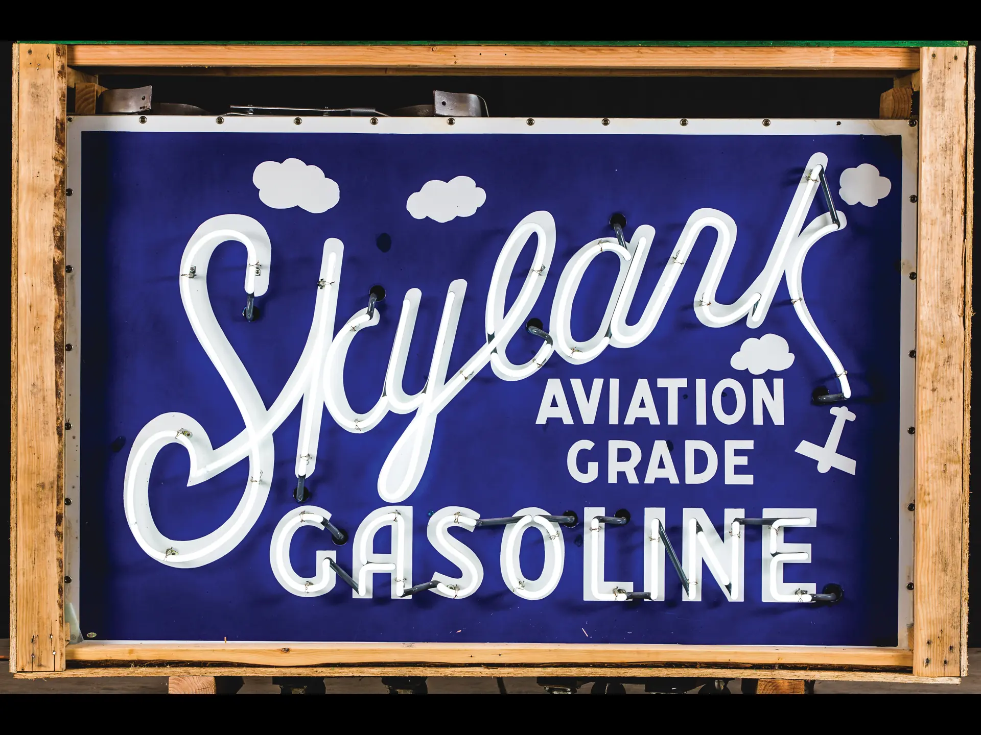 Skylark Aviation Grade Gasoline Neon Signs Mounted Back-To-Back ...