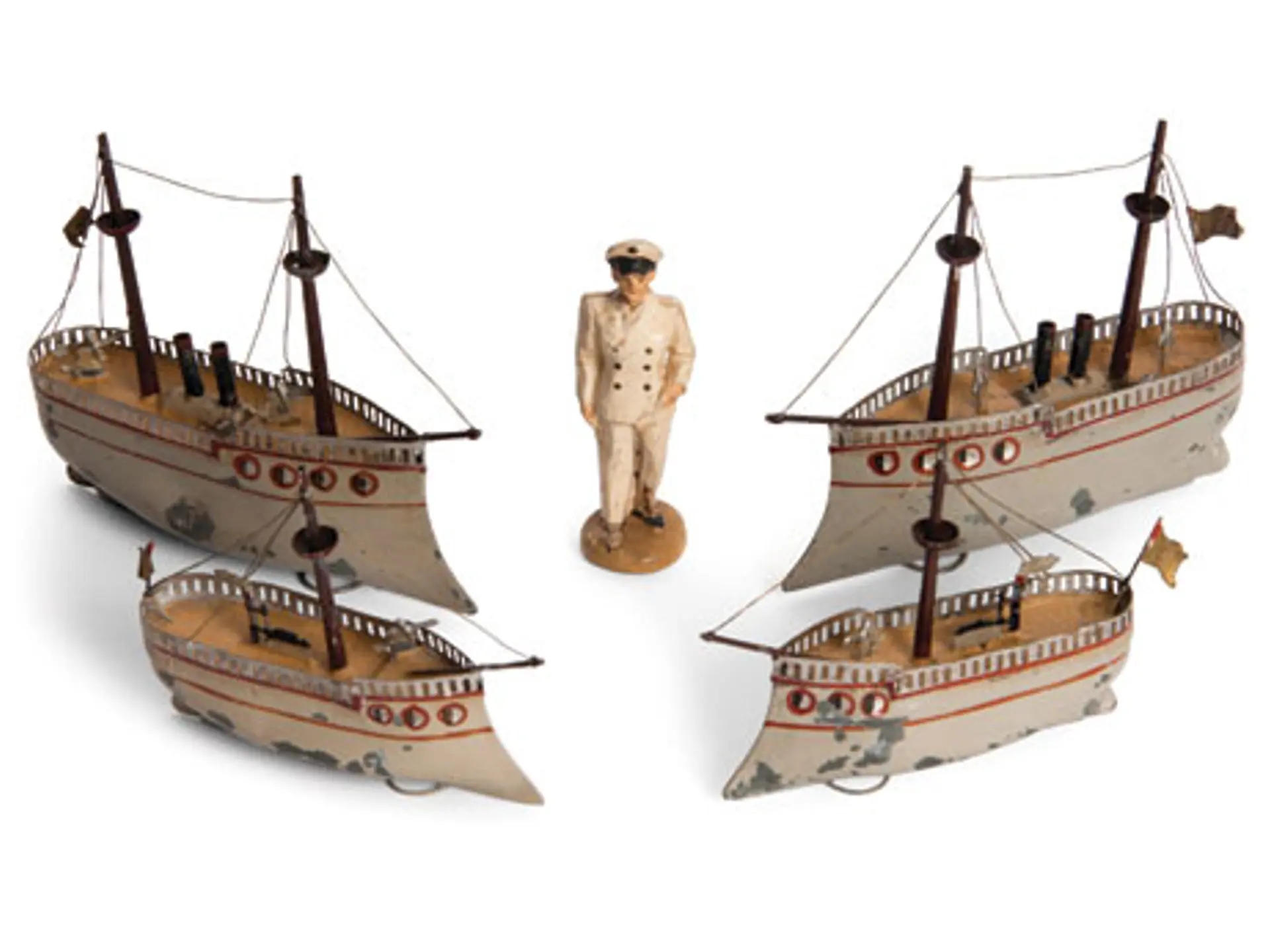 Four German Hand Enameled Tin War Ships (6" X 5" X 4") | Auburn Fall ...