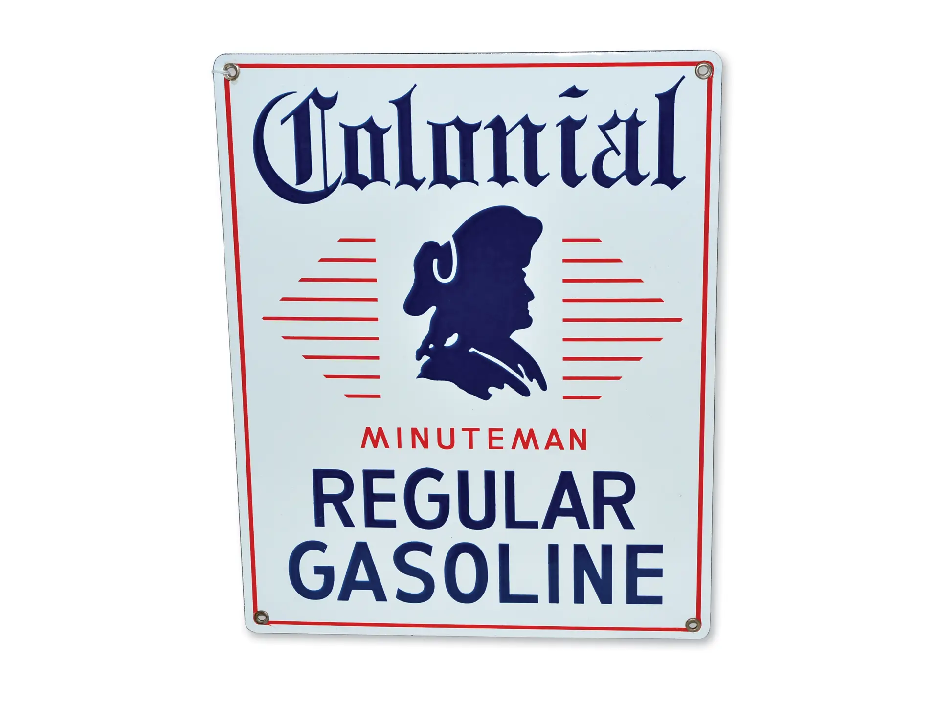 Colonial Minuteman Regular Gasoline Sign | Auburn Spring 2019 | RM ...