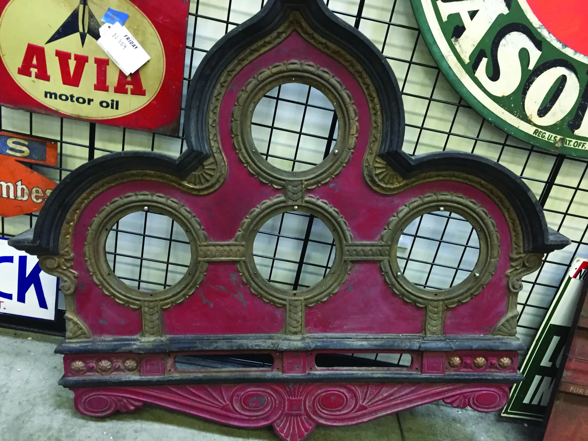 An ornate, cast iron, steam engine gauge surround, early 1900's ...