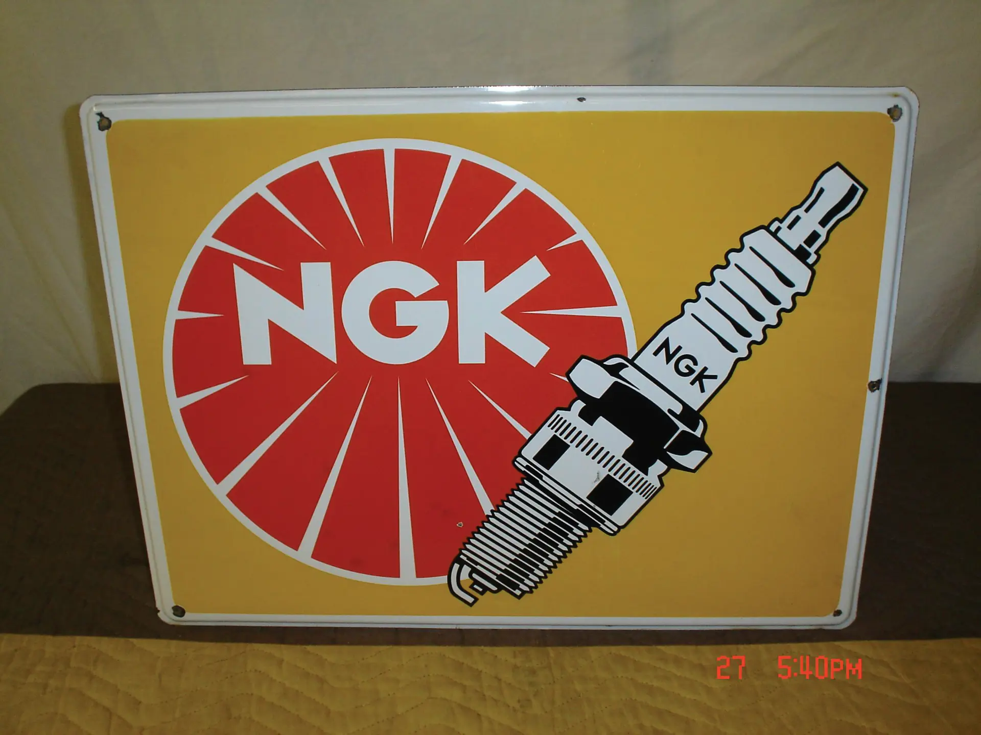 1960's NGK spark plug sign. (Blue and yellow) 17" x 23" | The Florida ...
