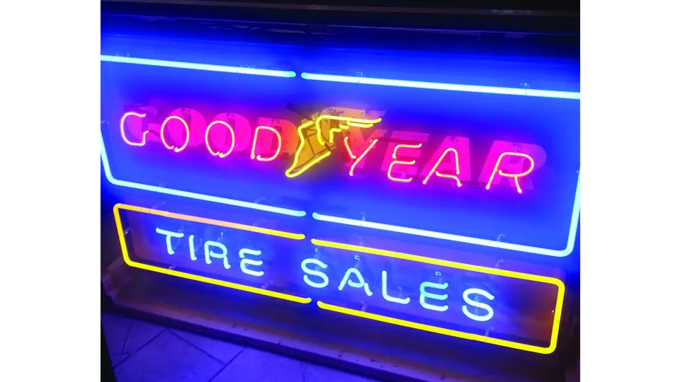 Goodyear tin neon sign, original | Auburn Fall 2016 | RM Sotheby's