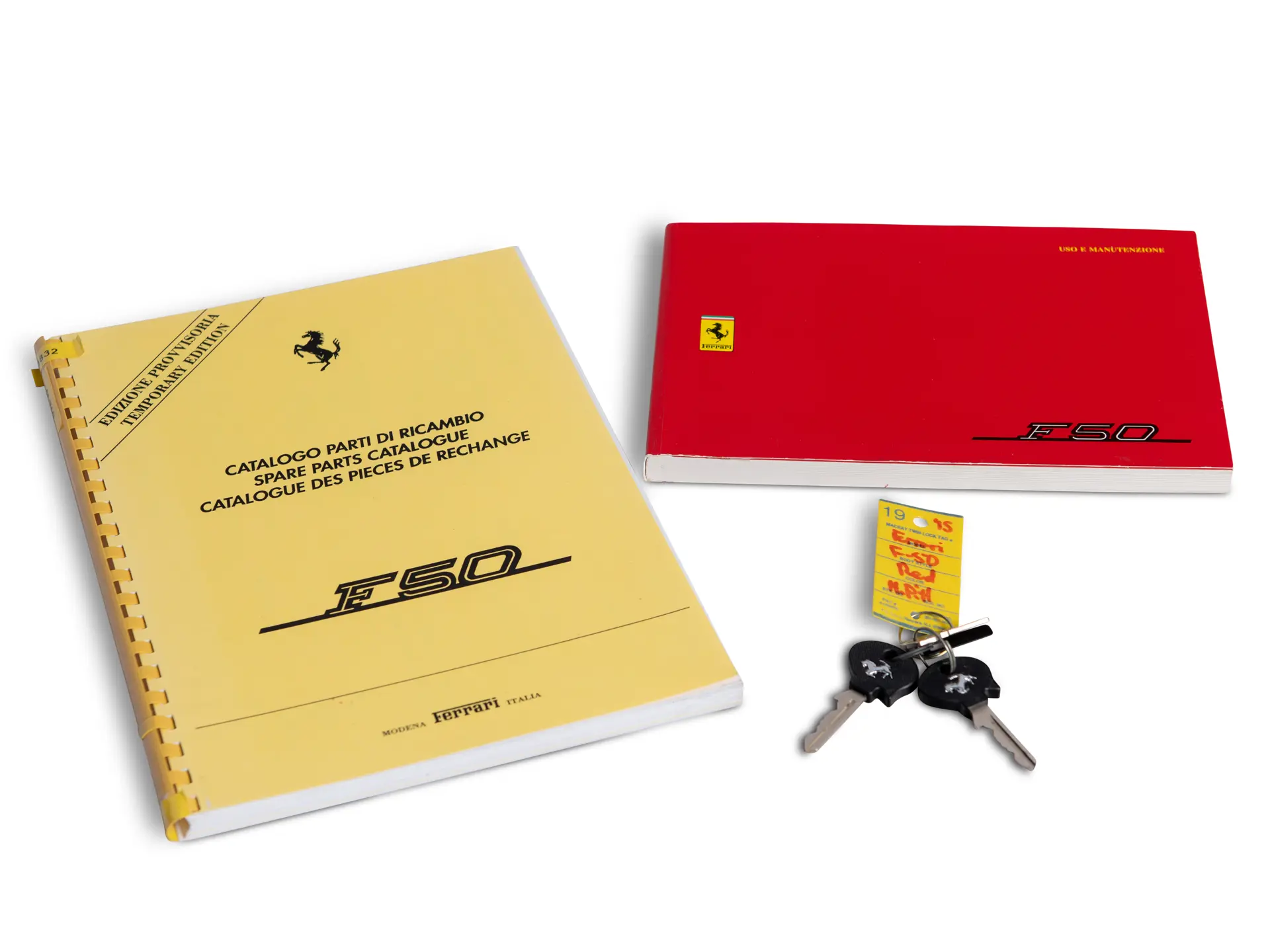 Ferrari F50 Owner’s Manual, Spare Parts Catalogue, and Set of Keys ...