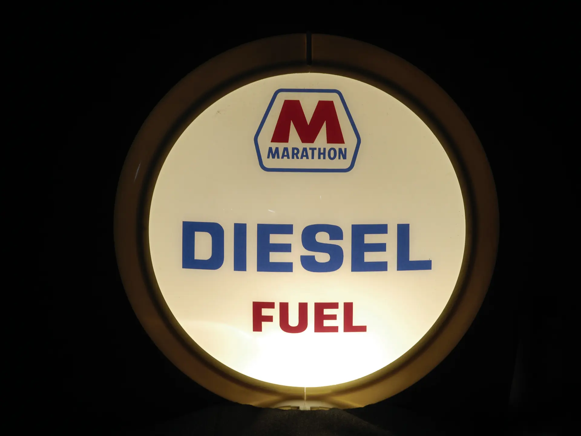 Marathon Diesel Fuel gas globe with glass inserts and plastic frame ...