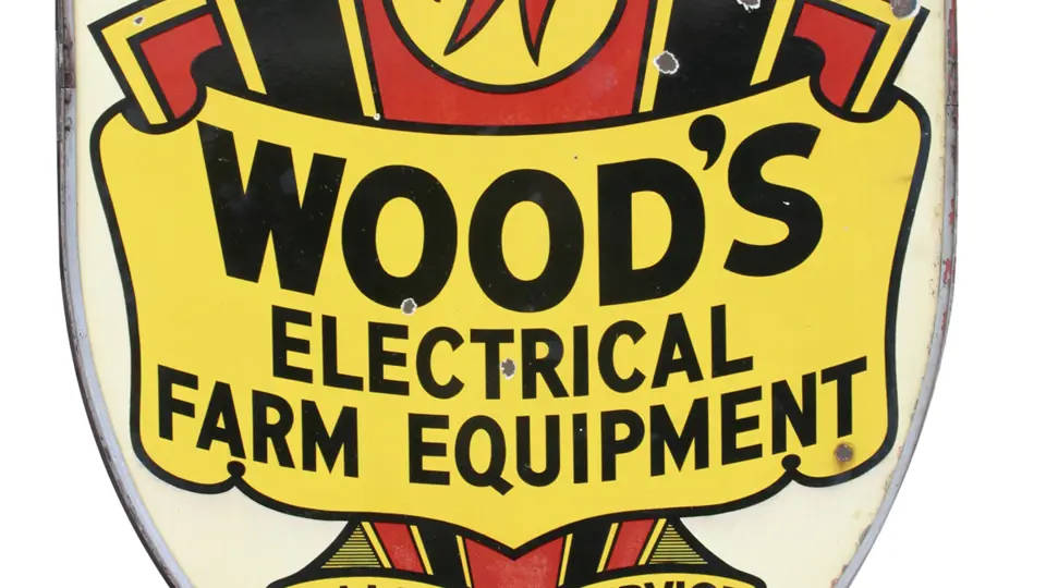 WOODS ELECTRICAL FARM EQUIPMENT SIGN | Private Collection of Tom ...
