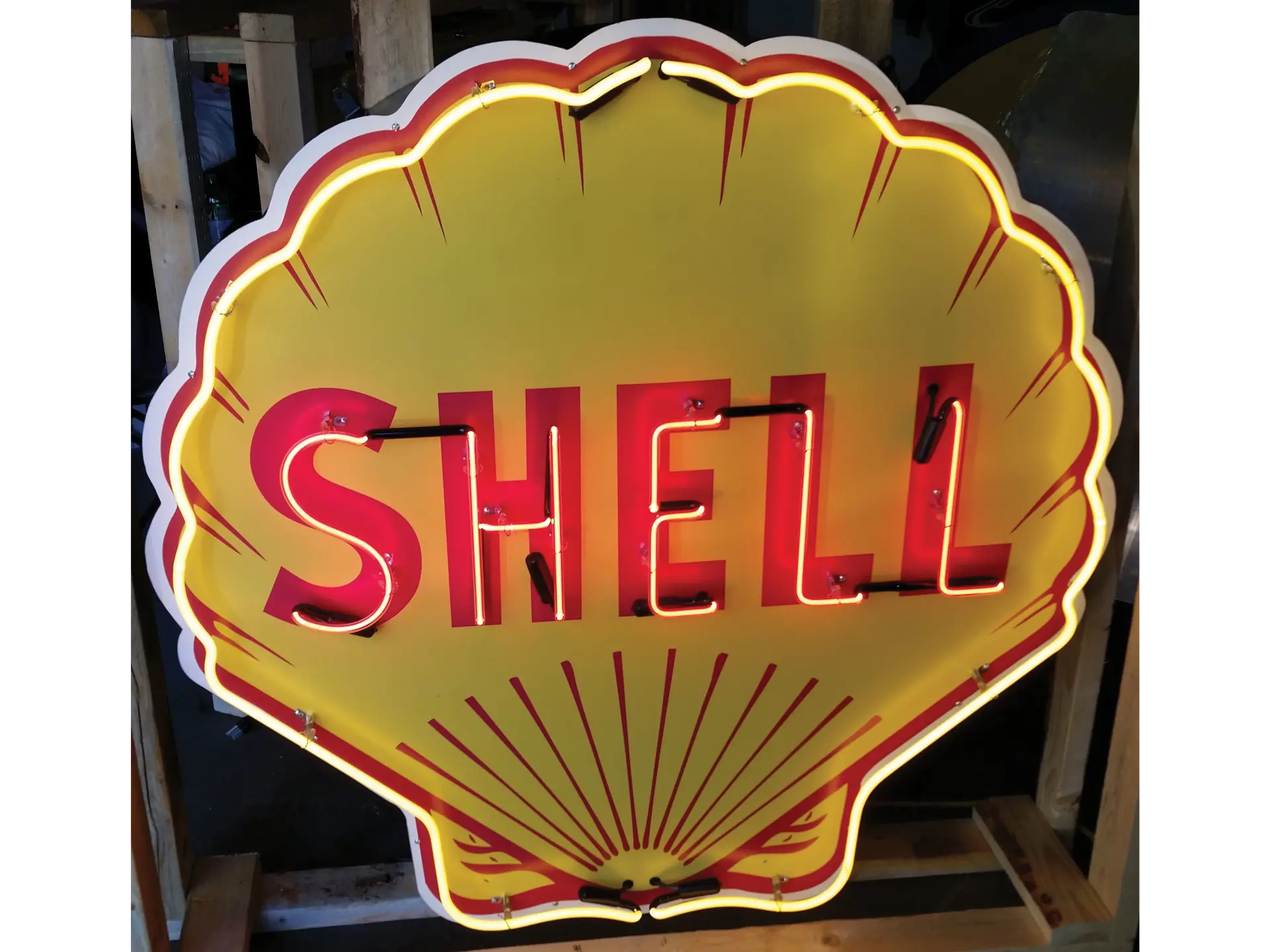 Shell Clamshell Tin Neon Sign, with Flasher, 48" x 48", Transformers ...