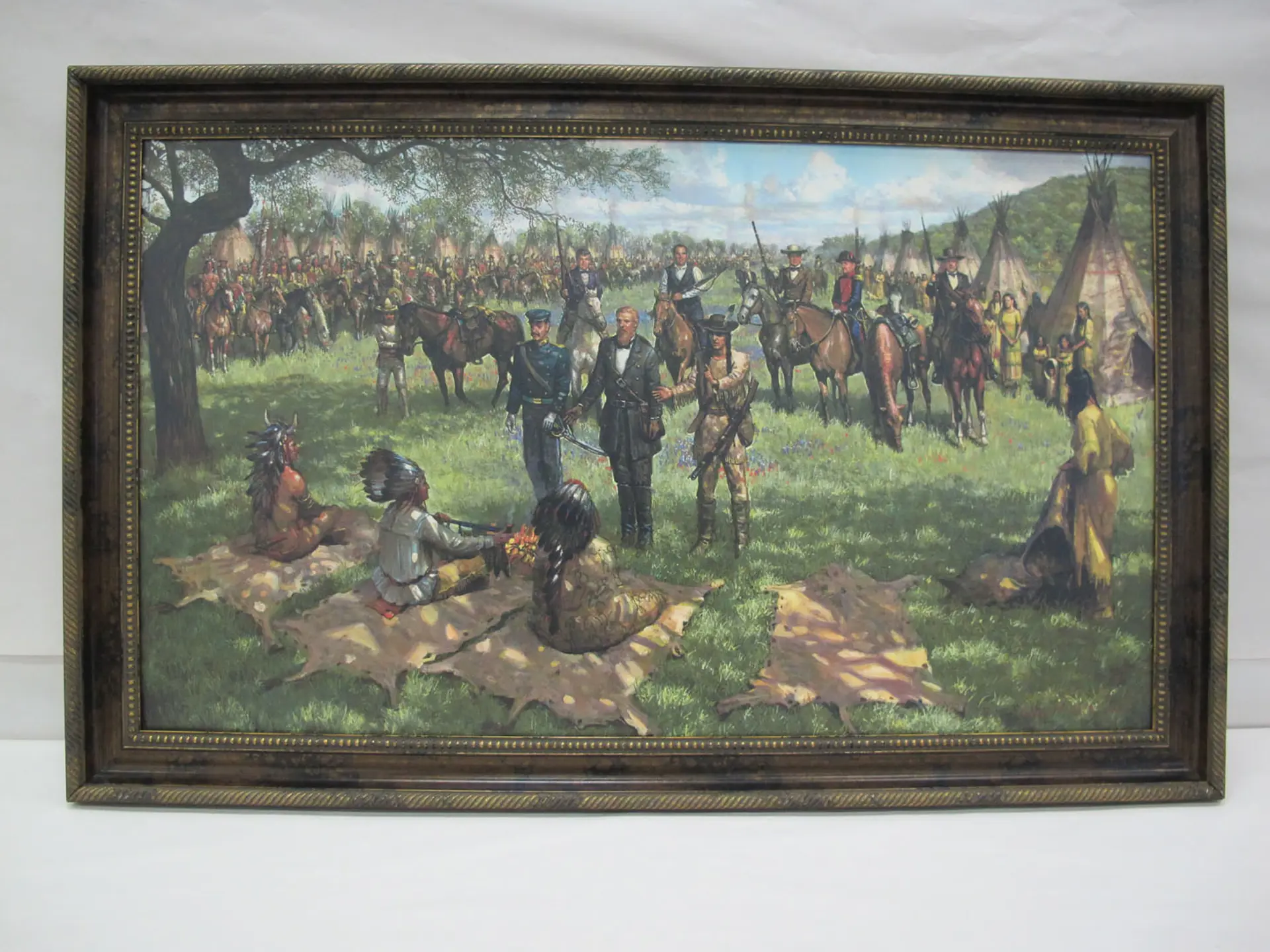 Oil Painting by Kenneth R. Turner-American Soliders and Indians 38"x 61 ...