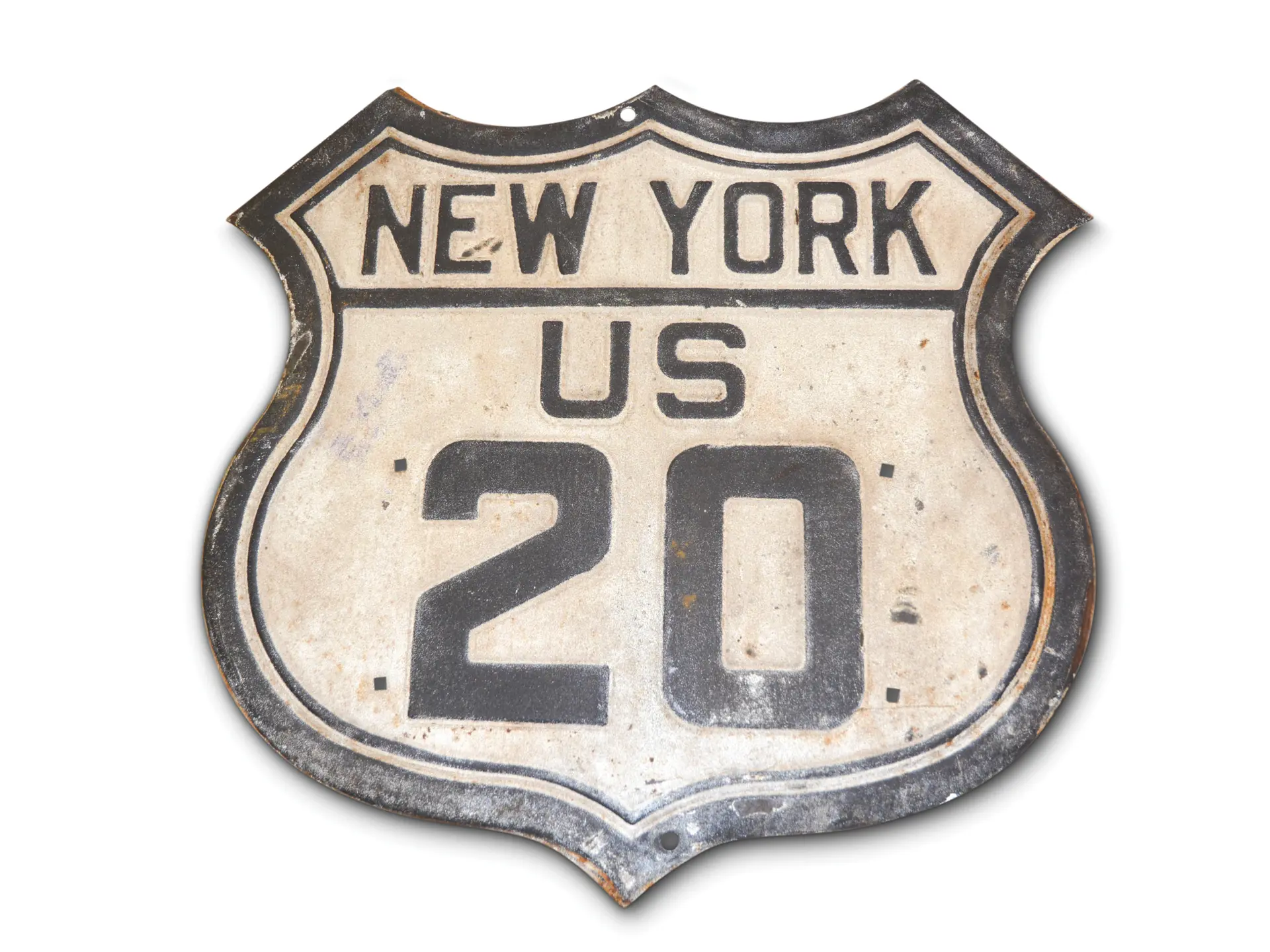 New York U.S. Route 20 Shield Tin Sign | Auburn Fall 2019 | RM Sotheby's