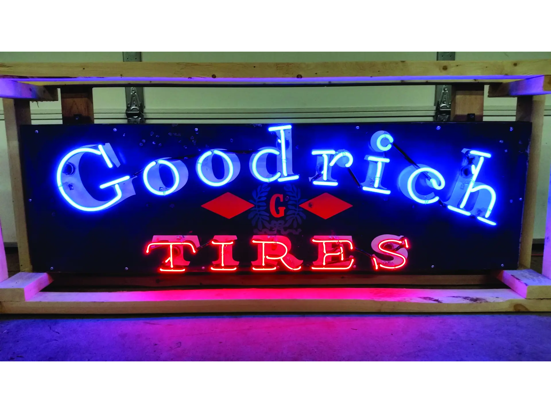 Goodrich tires porcelain neon sign, 1950s, original. 17x57in | Auburn ...