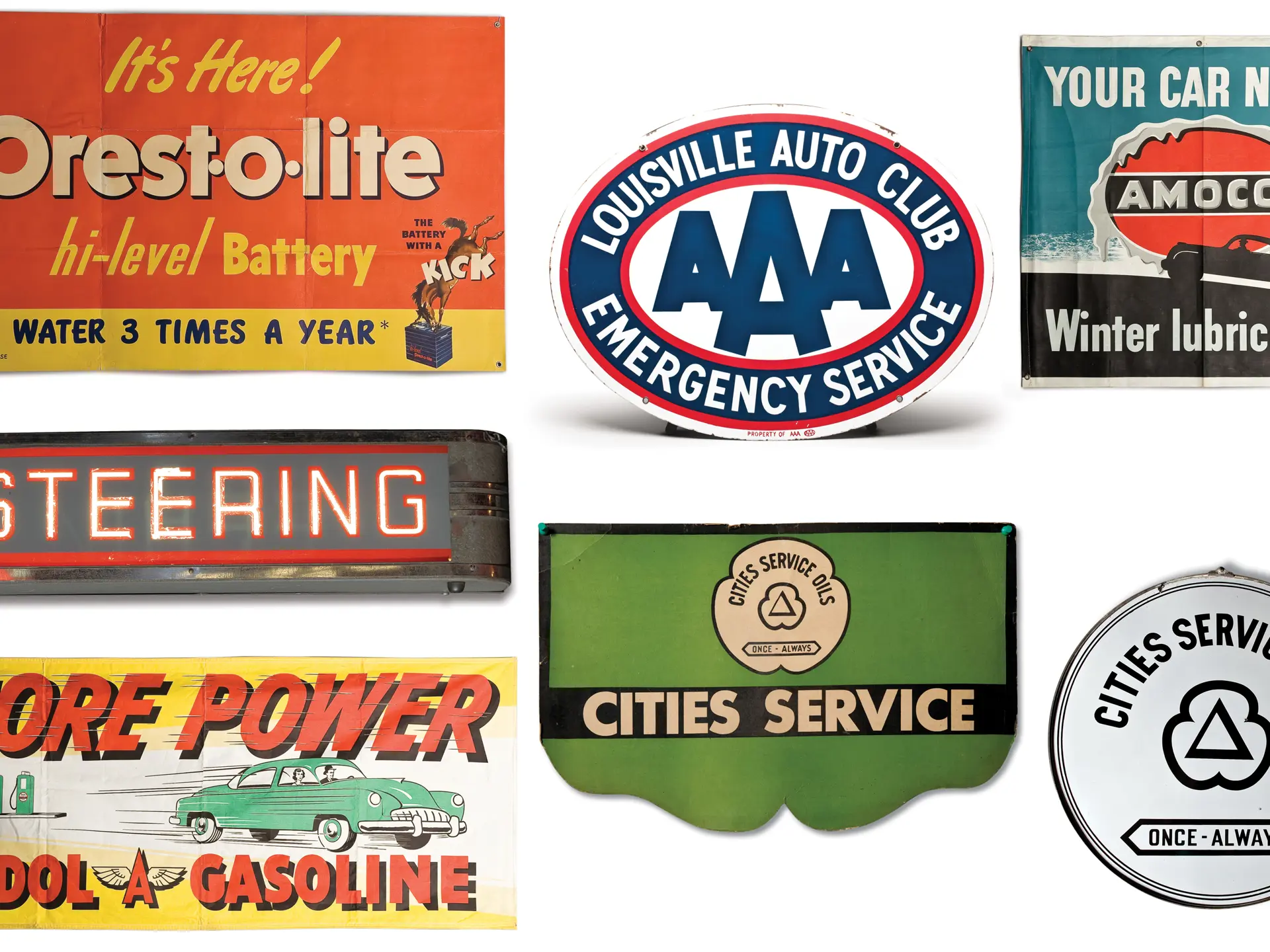 Ten Assorted Automotive-Themed Signs | The Milhous Collection | RM ...