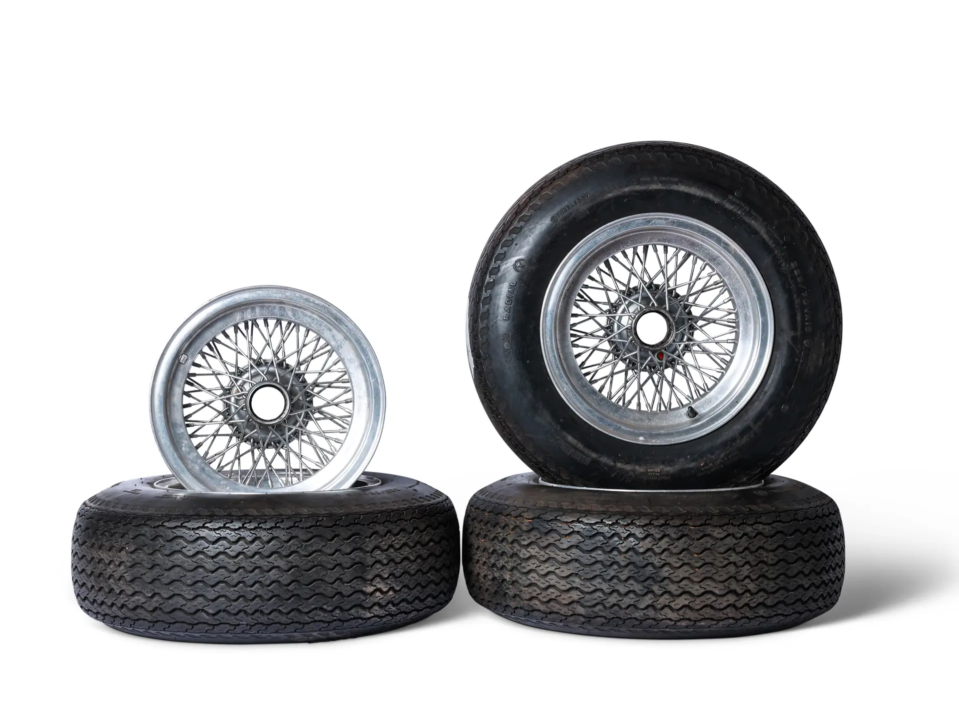 Four Borrani RW 4300 and RW 4301 Wire Wheels with Tyres | The Garagista ...
